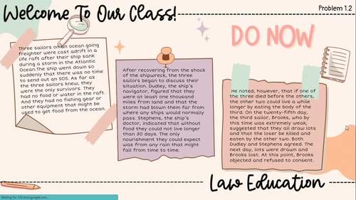 Bell Ringer/Warm Up/DO NOW Law Education Street Law Unit 2- Criminal Law