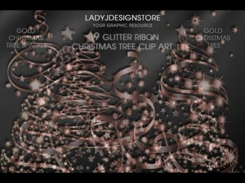 Rosegold Ribbon Sparkle Christmas Tree Clip Arti n PNG by ladyjdesignstore