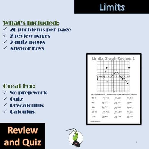 Finding Limits from a Piecewise Graph Calculus | Precalculus | TPT