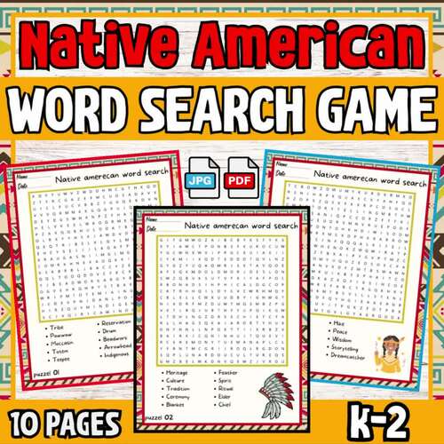 Native American heritage month words search | November activities ...