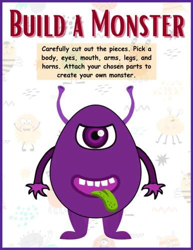 Build a Monster Printable Craft | 22 Page PDF | Halloween Kids Activity ...