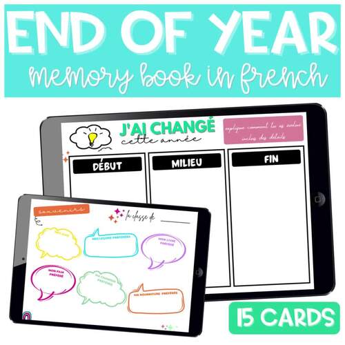French End of the Year Memory Book Summer activities Digital Fin d' année
