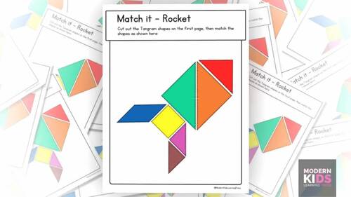 Rocket Tangram - Geometric Math Puzzle Digital Worksheet | No Prep