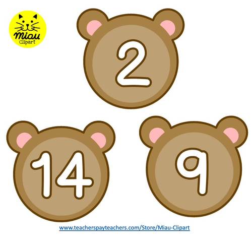 Bear Numbers Clip Art - Zoo Animals - GIFs Movable Pieces by Miau clipart
