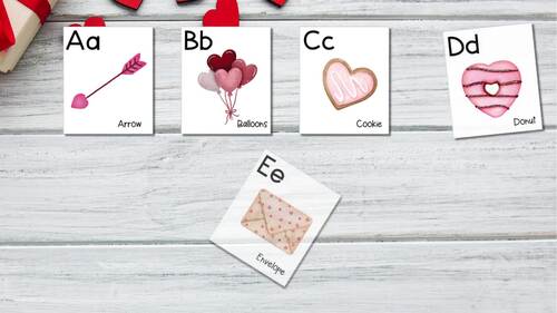 Valentine-Themed Alphabet Flashcards A–Z Letter Recognition Cards for ...