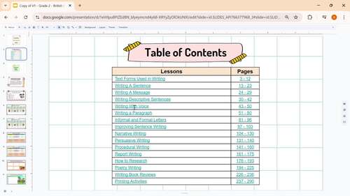 Grade 2 - Composition (Writing) Unit - Google Lesson Slides - BC Language