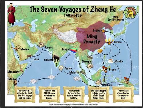 Zheng He’s Voyages (1405–1433): Ming Dynasty | 6th Grade | Color ...