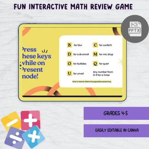 Editable Interactive Math Review Game for Grades 4-5 | Fun and Engaging