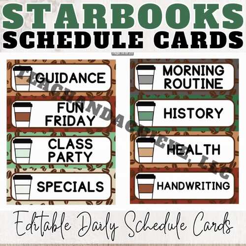 Coffee Classroom Theme, Daily Schedule Cards Editable Schedule Cards ...