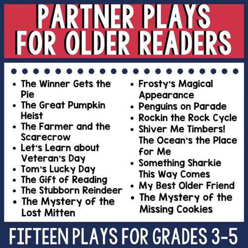 Readers Theater Scripts Partner Plays Close Reading Fluency Activities ...