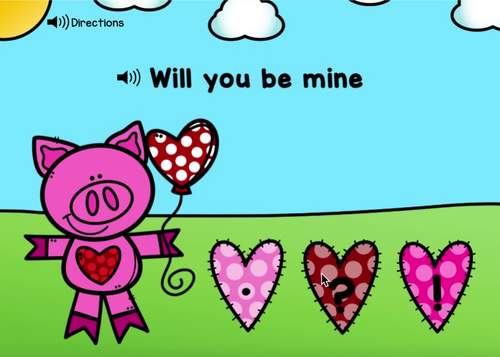 Valentine's Day Ending Punctuation Boom Cards Distance Learning | TPT