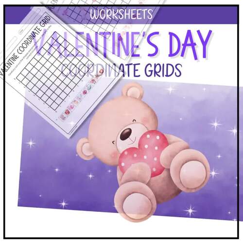 Valentine's Day Coordinate Grid Worksheet for Elementary - No Prep