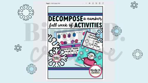 Decomposing A Number | Snowy Winter Activities | Booklets, Craftivities ...