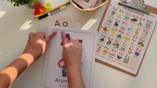 Spanish Alphabet Poster and Flashcards: Bilingual Cognate Words | TPT