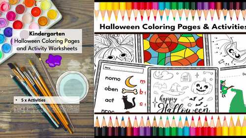 Kindergarten Halloween Coloring Pages and Activities Pack for ...
