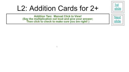 Digital Addition Flashcards for Google Slides-LEVEL 2, Mental Math Practice