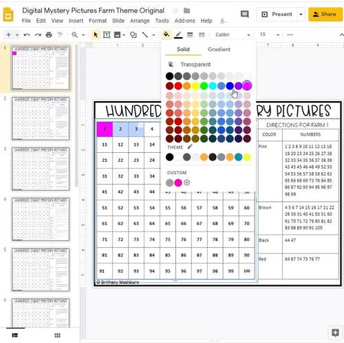 Digital Hundreds Chart Mystery Pictures | Farm Theme | TPT