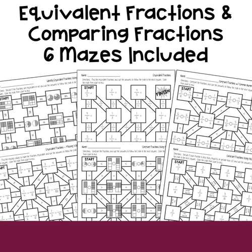 4th Grade Fractions and Decimals NF Math Mazes Worksheet Bundle | TPT