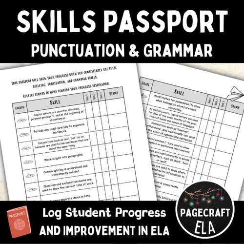 Punctuation and Grammar Skills Passport | Editable Growth Tracker