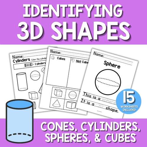 Name 3D Shapes | Cubes Cones Cylinders Spheres Kindergarten Worksheets ...