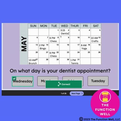 Reading a Calendar - Adult Speech Therapy - IADLs - Memory - Orientation