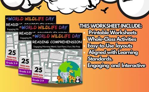 World Wildlife Day Reading Comprehension Passages 3rd,4th,5th,6th,7th ...