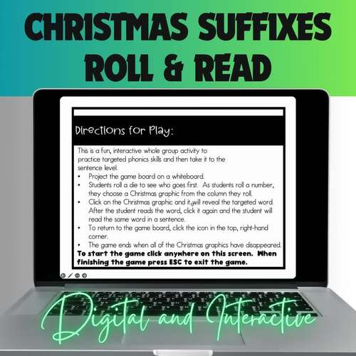 Christmas Roll & Read Multisyllabic Suffix Words Sentences Digital ...