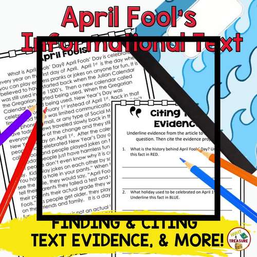 April Fools' Day Reading Passage | Finding and Citing Text Evidence