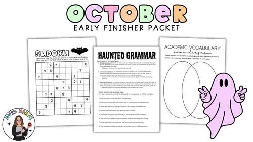 AVID Fall & Halloween | October Early Finisher Activity Packet-With ...