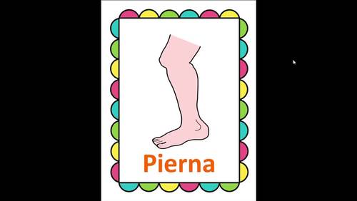 Human Body Parts Flash Cards in Spanish for k & Prek to learn Spanish ...