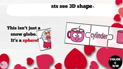 Valentine's Day Math Activity 3D Shapes Puzzles - Geometry 3D Centers ...