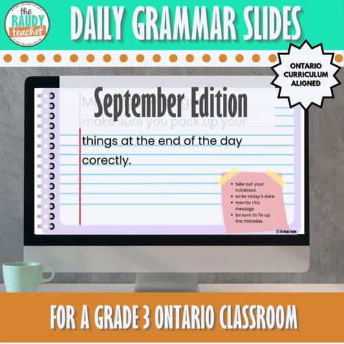 Grade 3 September Daily Grammar Slides | Ontario Language Curriculum