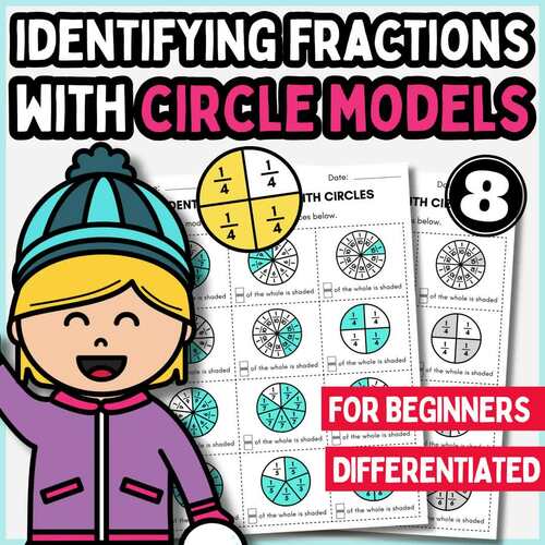 ️ No Prep 3rd grade Circle models Identifying Fractions worksheets Task ...