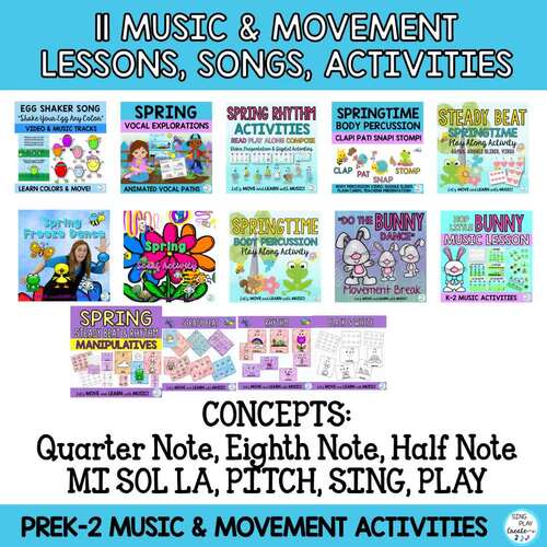 Spring Music Lesson and Movement Activity Bundle: PreK-2 by Sing Play ...