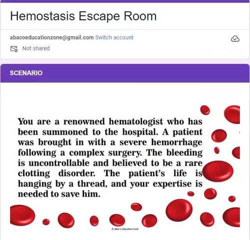 Hemostasis Escape Room| Blood Clotting Cardiovascular System Activity