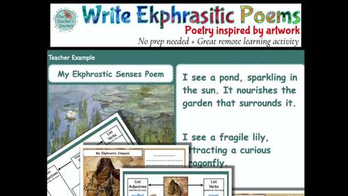EKPHRASTIC POEMS guided lesson plans x4 formats for POETRY WRITING in ...