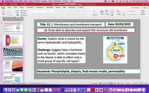 IB Biology: B2.1 Membranes and membrane transport (first exams in 2025)