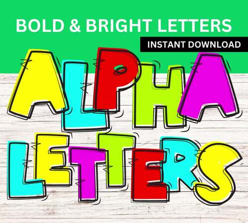 NEON Bright and Bold Bulletin Board Printable Letters, SVG PNG files ...