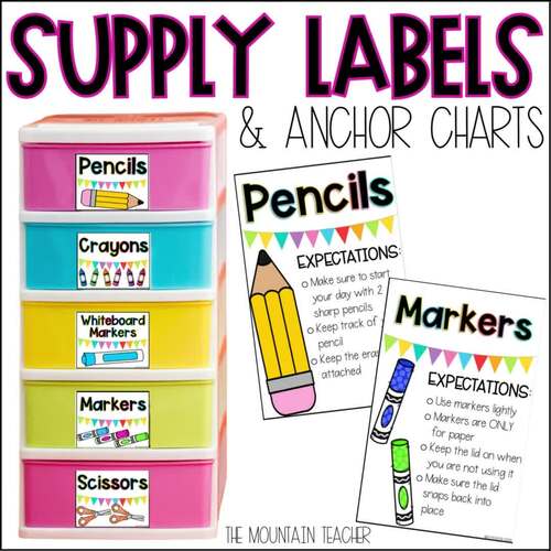 School Supply Labels for How to Use School Supplies Class Organization