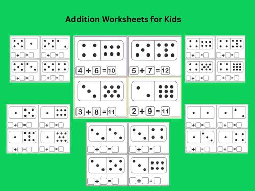 Addition Flash Cards for Kids | Domino Math Practice Worksheets ...