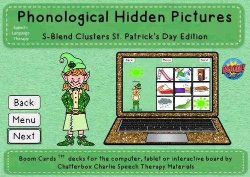 S Blends Clusters St. Patrick's Day Hidden Mystery Pictures Boom Cards