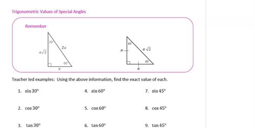 Trigonometric Values of Special Angles (lesson video) by Mathematics ...