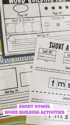 Short Vowel Word Building Activities | CVC Word Building | Guided ...