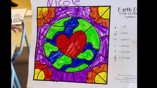 Colour by Music Symbol Earth Day Drawings by Linnea Good | TPT