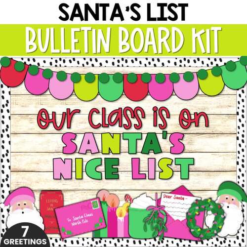 Bright Christmas Santa Bulletin Board Kit, Colorful December Holiday ...