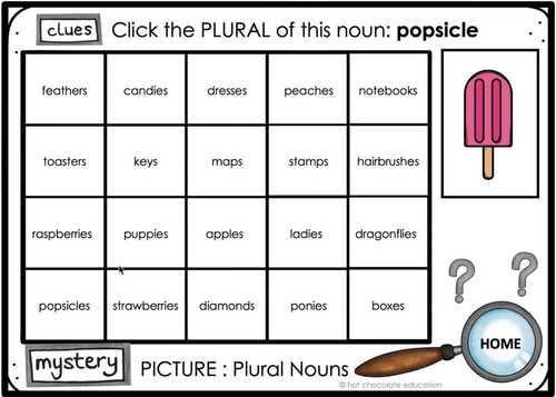 Plural Noun Spelling - Mystery Picture Boom Cards™ - Regular Nouns -s ...