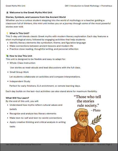 Greek Myths Mini Unit: Stories, Symbols & Lessons from the Ancient World