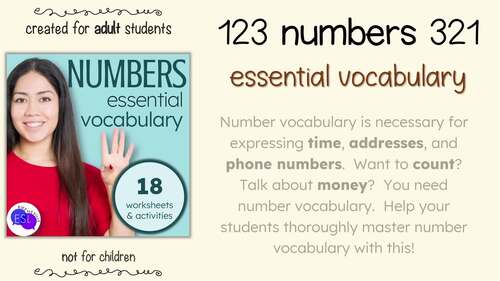 Numbers Vocabulary for Adult ESL Newcomers - Everyday English by Rike ...