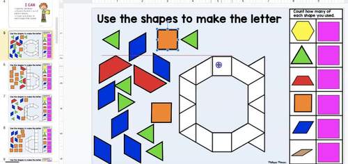 Letter Digital Pattern Blocks using Google Slides™ by Melissa Moran