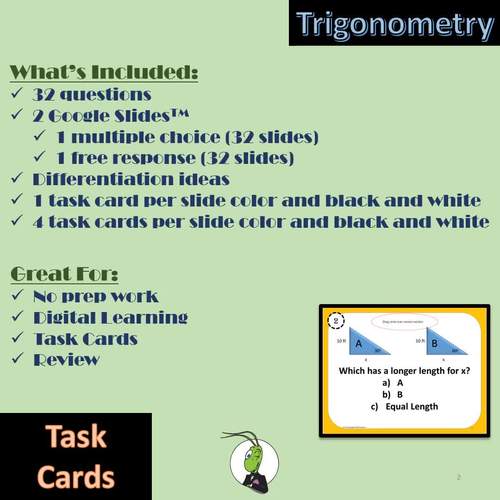 Right Triangle Trigonometry and Inverse Trig Task Cards Geometry Google ...